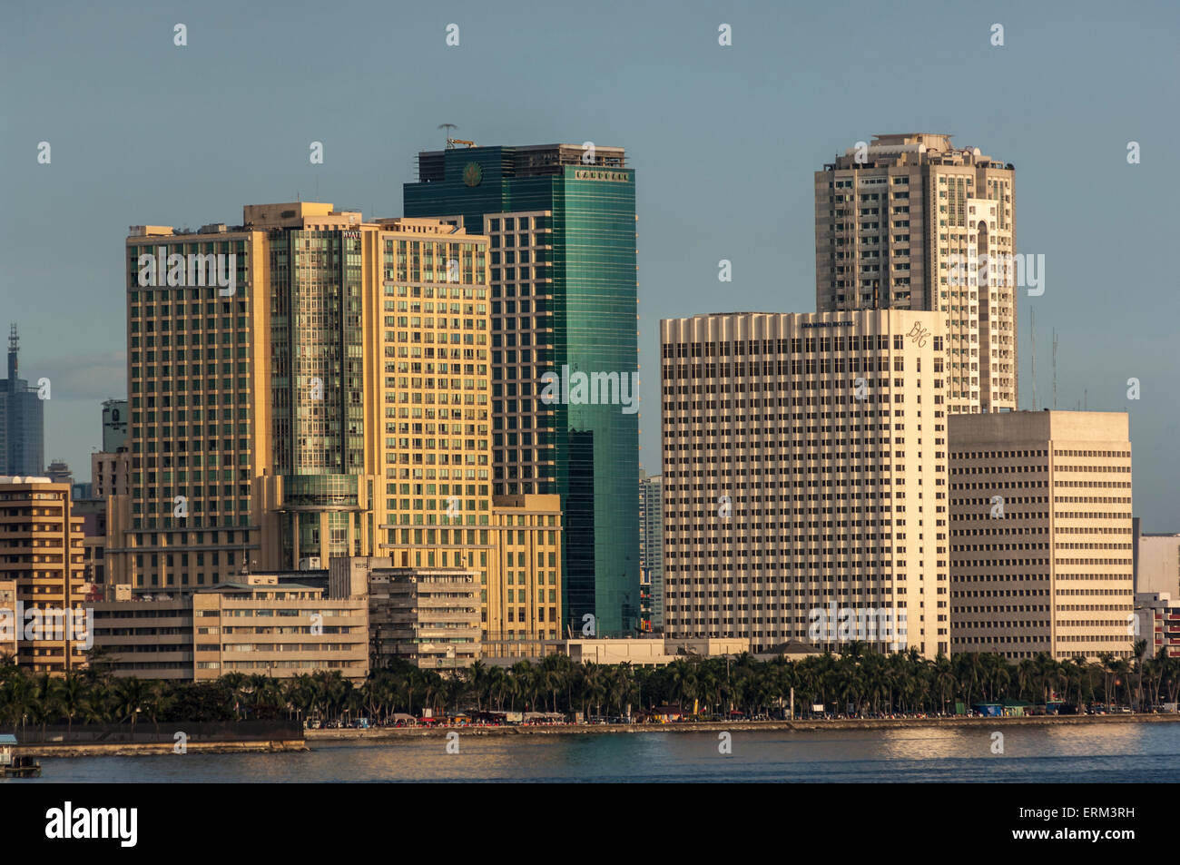 Skyline and port of Manila taken from the sea Stock Photo - Alamy