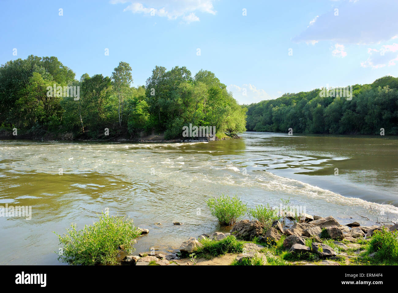 Summer landscape. River, riverside and sky Stock Photo - Alamy