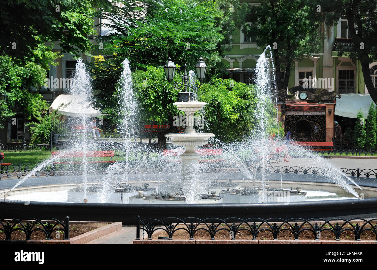 big fountain in city park Stock Photo - Alamy