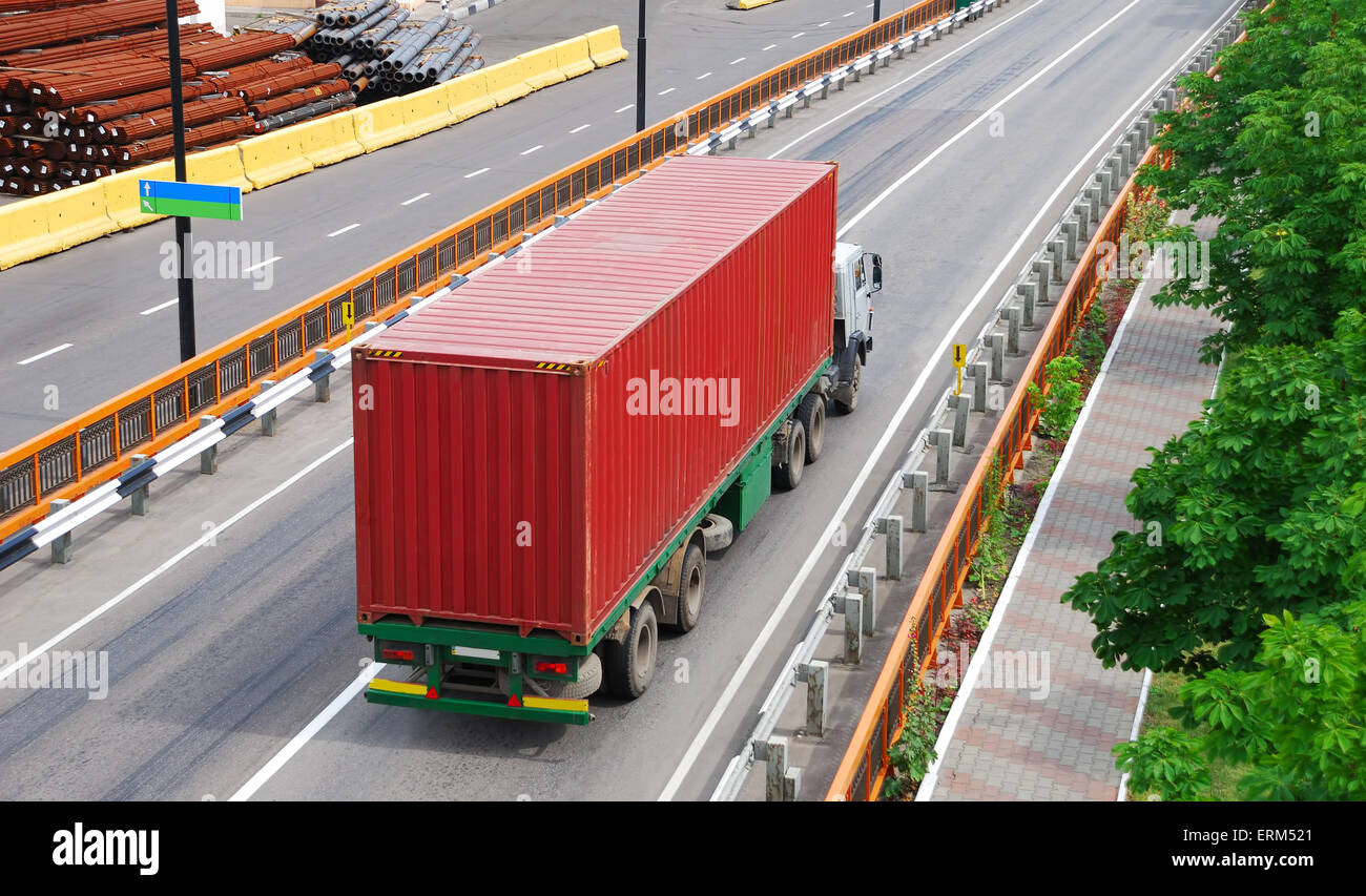 Transportation of cargoes in containers by lorry Stock Photo - Alamy