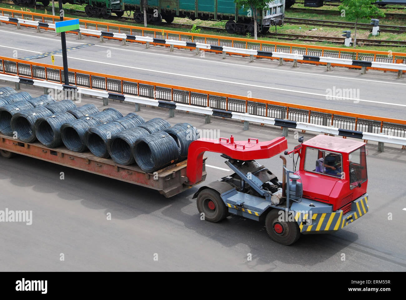 Transportation of metal wire on road Stock Photo - Alamy