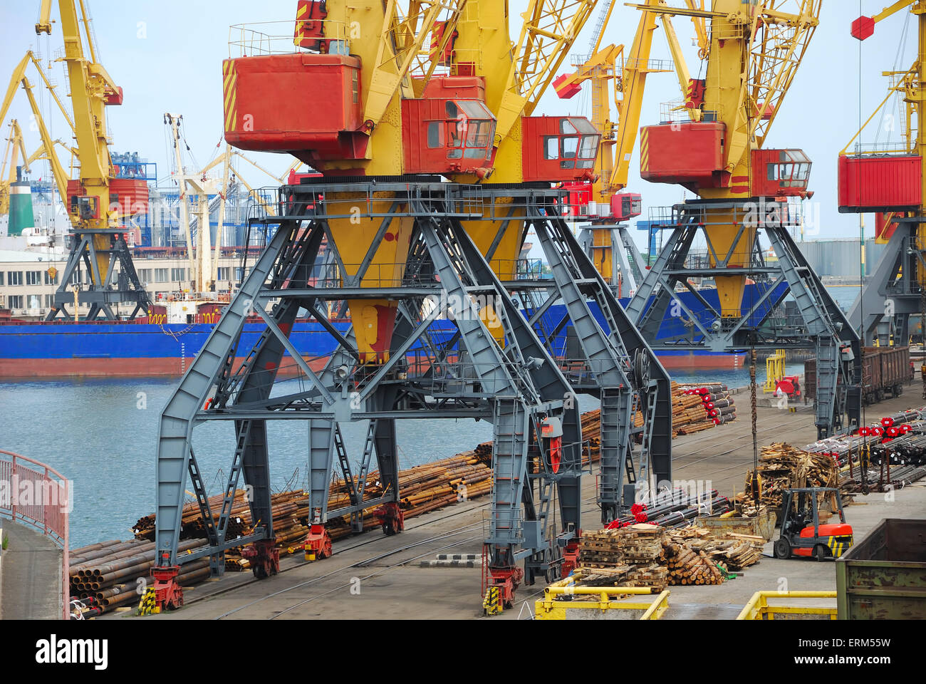Port warehouse with containers and industrial cargoes Stock Photo - Alamy