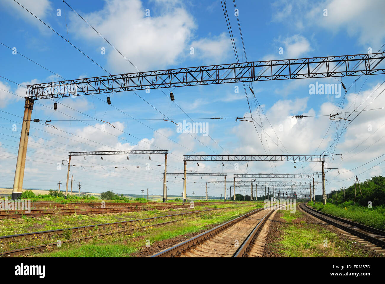 Summer railroad landscape Stock Photo - Alamy
