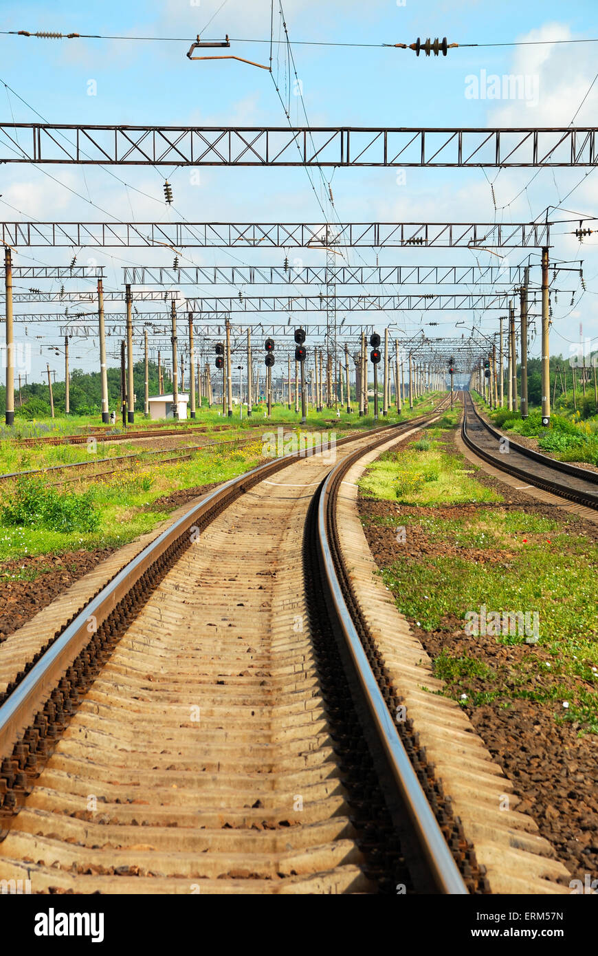 Photo of summer railroad landscape Stock Photo - Alamy