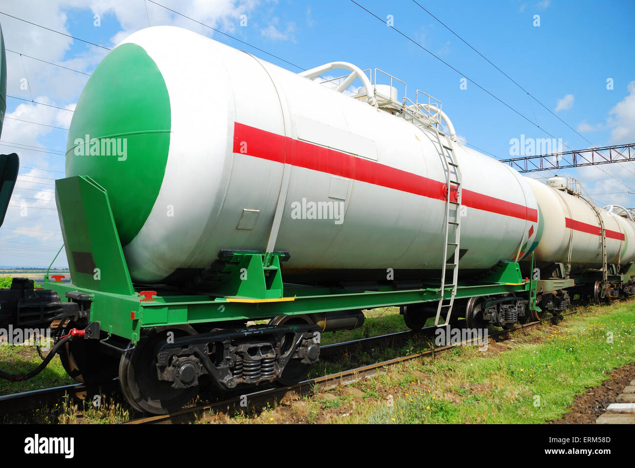Set of tanks with oil and fuel transport by rail Stock Photo - Alamy