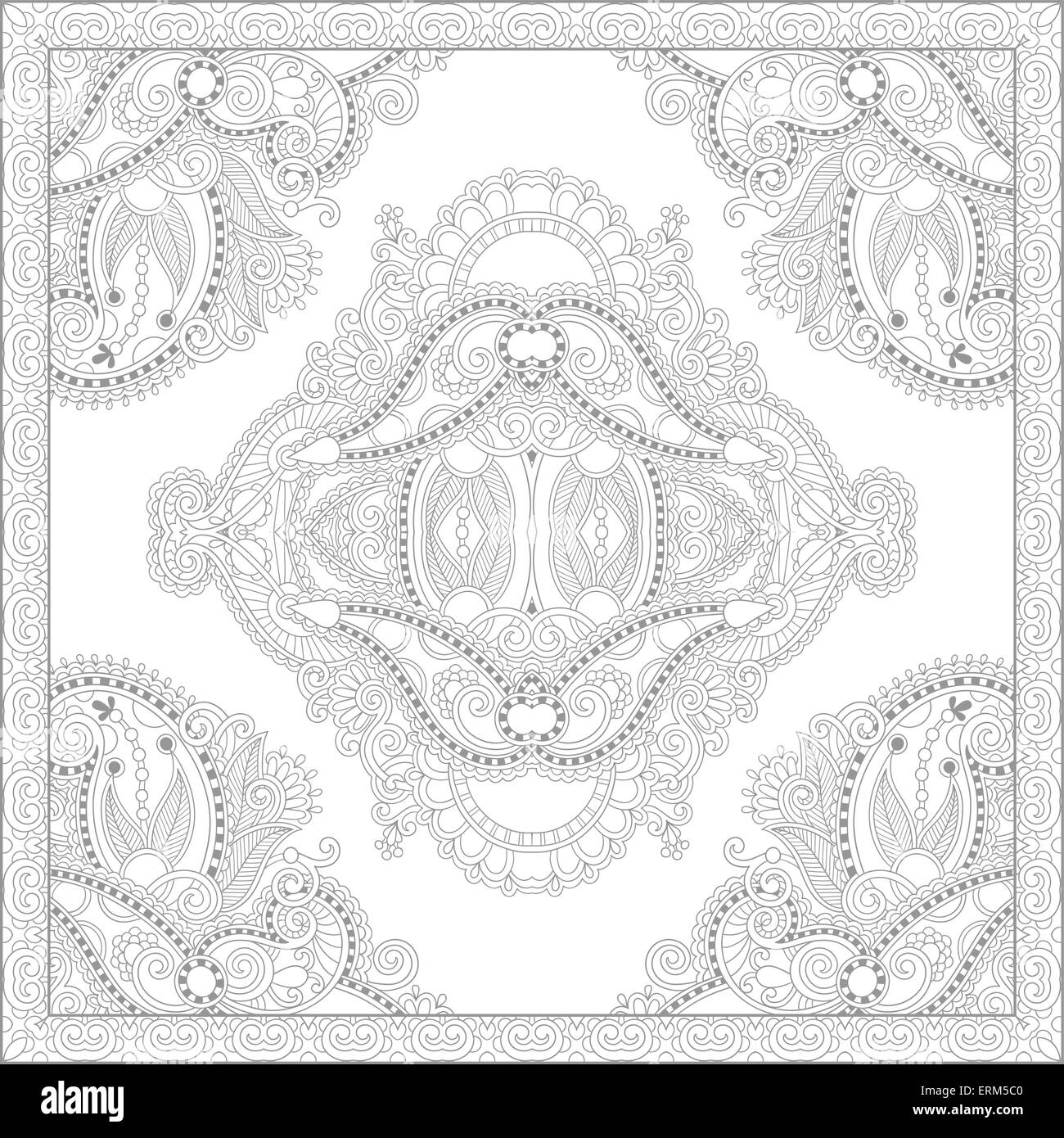 unique coloring book square page for adults - floral authentic c Stock ...
