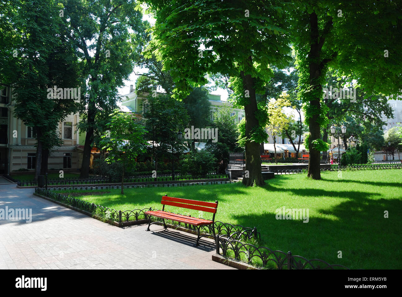 Summer day in public city park Stock Photo - Alamy