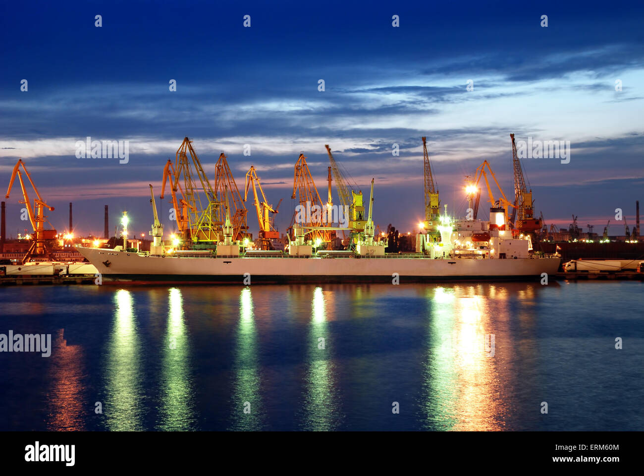 ship and the port at night Stock Photo - Alamy