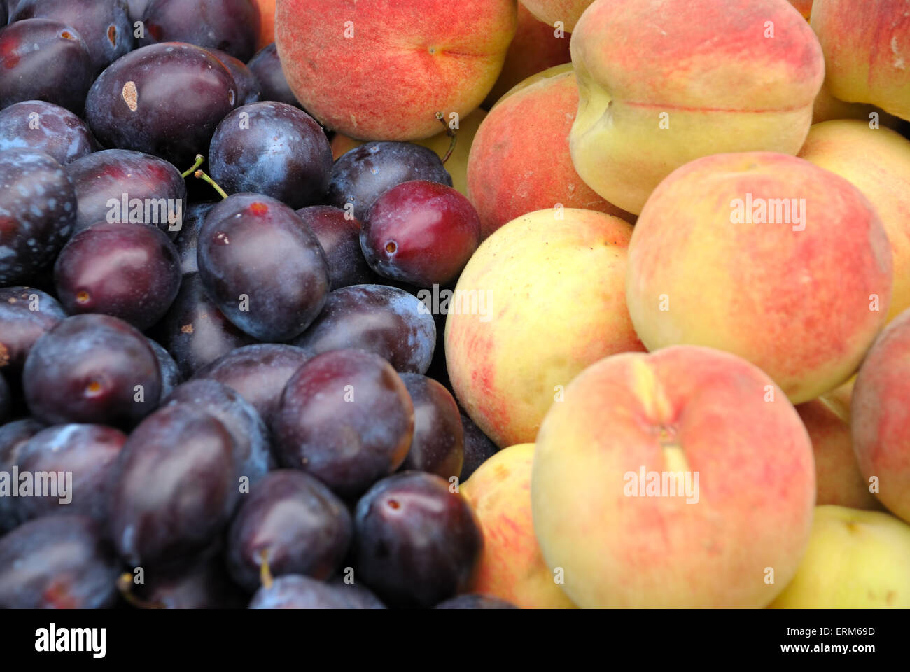 background from peach and plum crop Stock Photo - Alamy