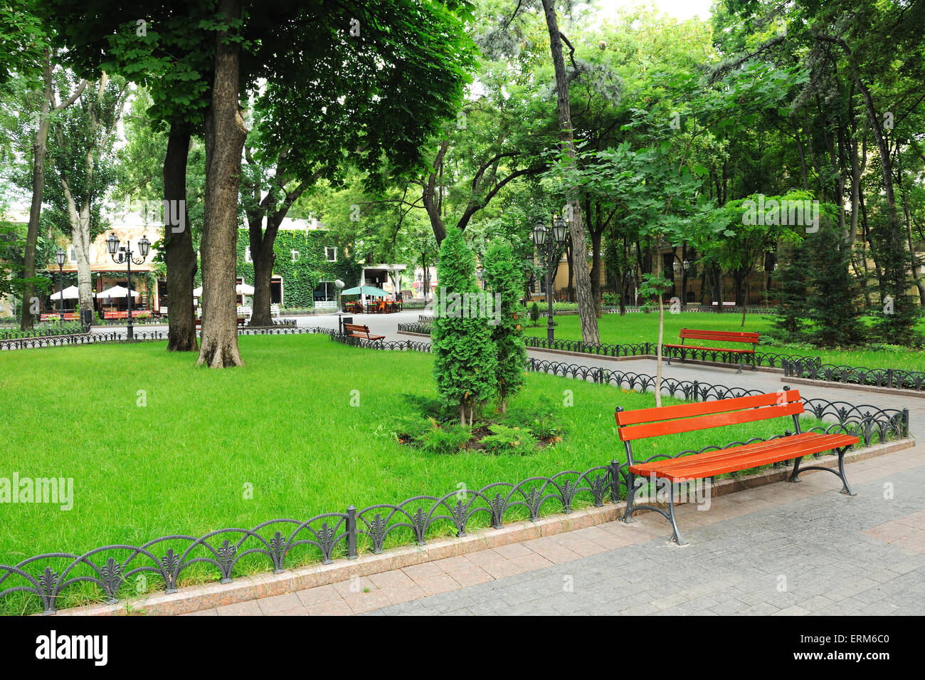 Summer day in public city park Stock Photo - Alamy
