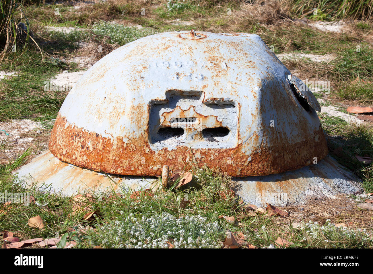 World War I tank turret set up as an instant pillbox, a last line of ...