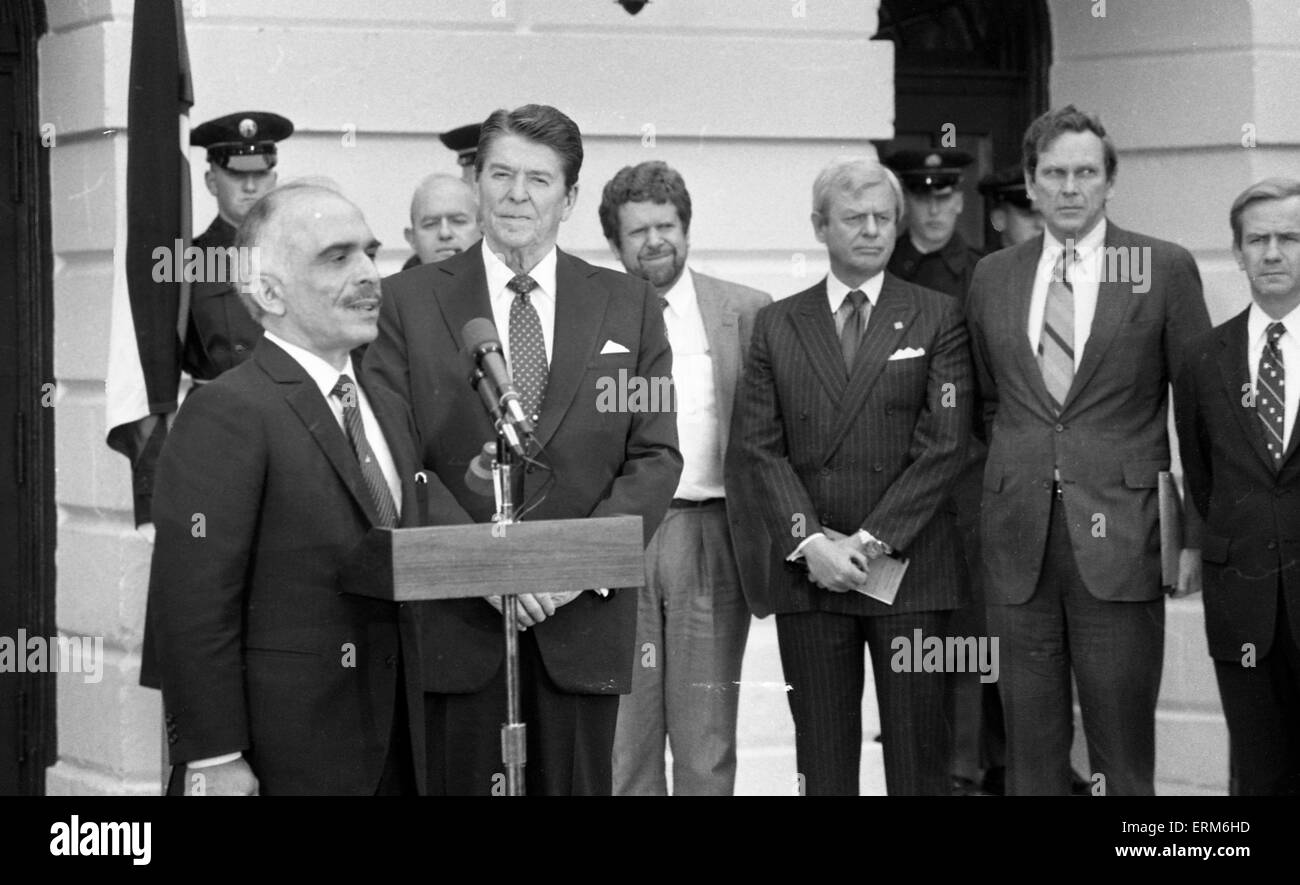 Washington, DC. 2-13-1984 President Ronald Reagan with King Hussein II ...
