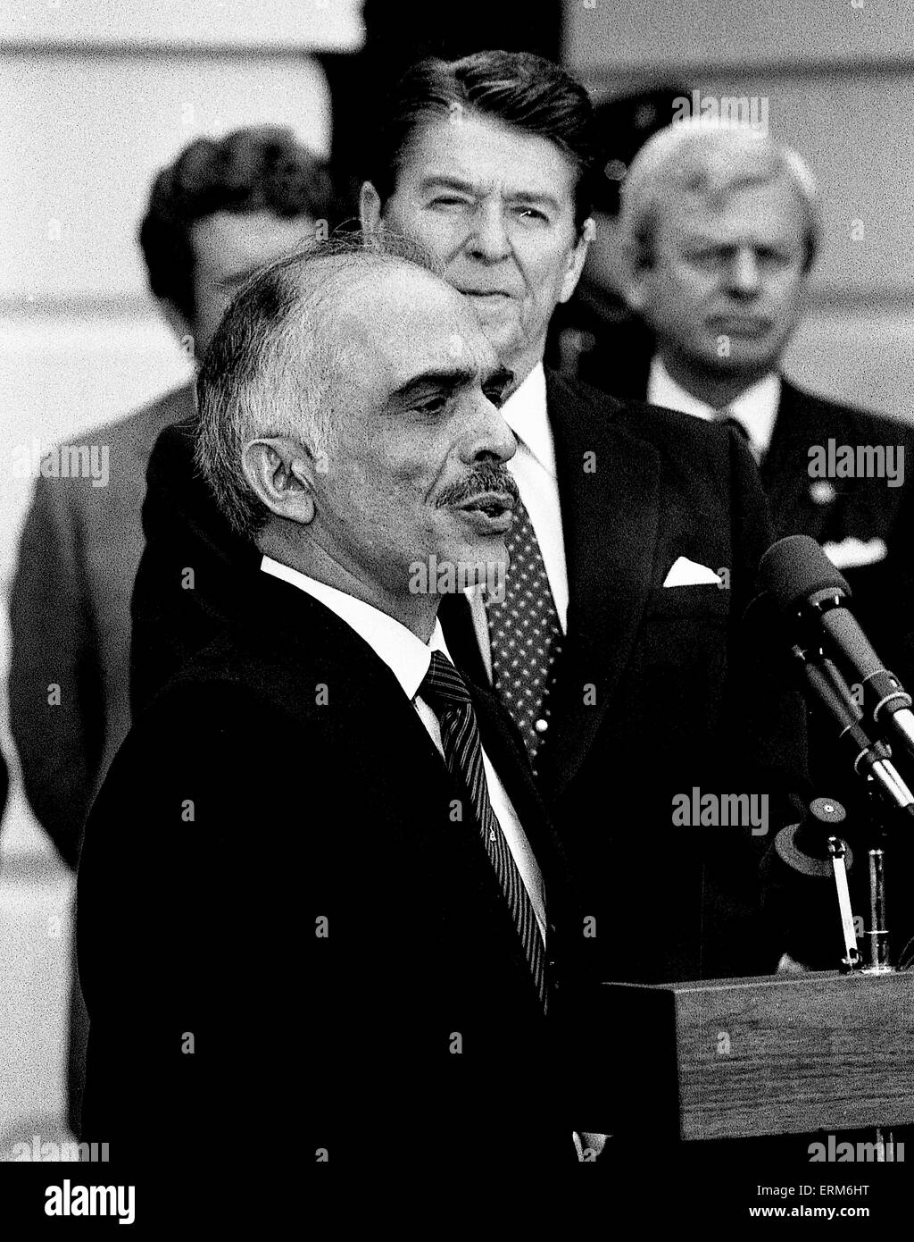 Washington, DC. 2-13-1984 President Ronald Reagan with King Hussein II ...