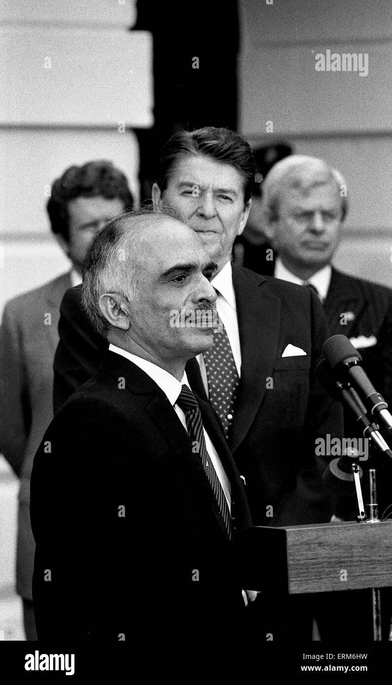 Washington, DC. 2-13-1984 President Ronald Reagan with King Hussein II ...