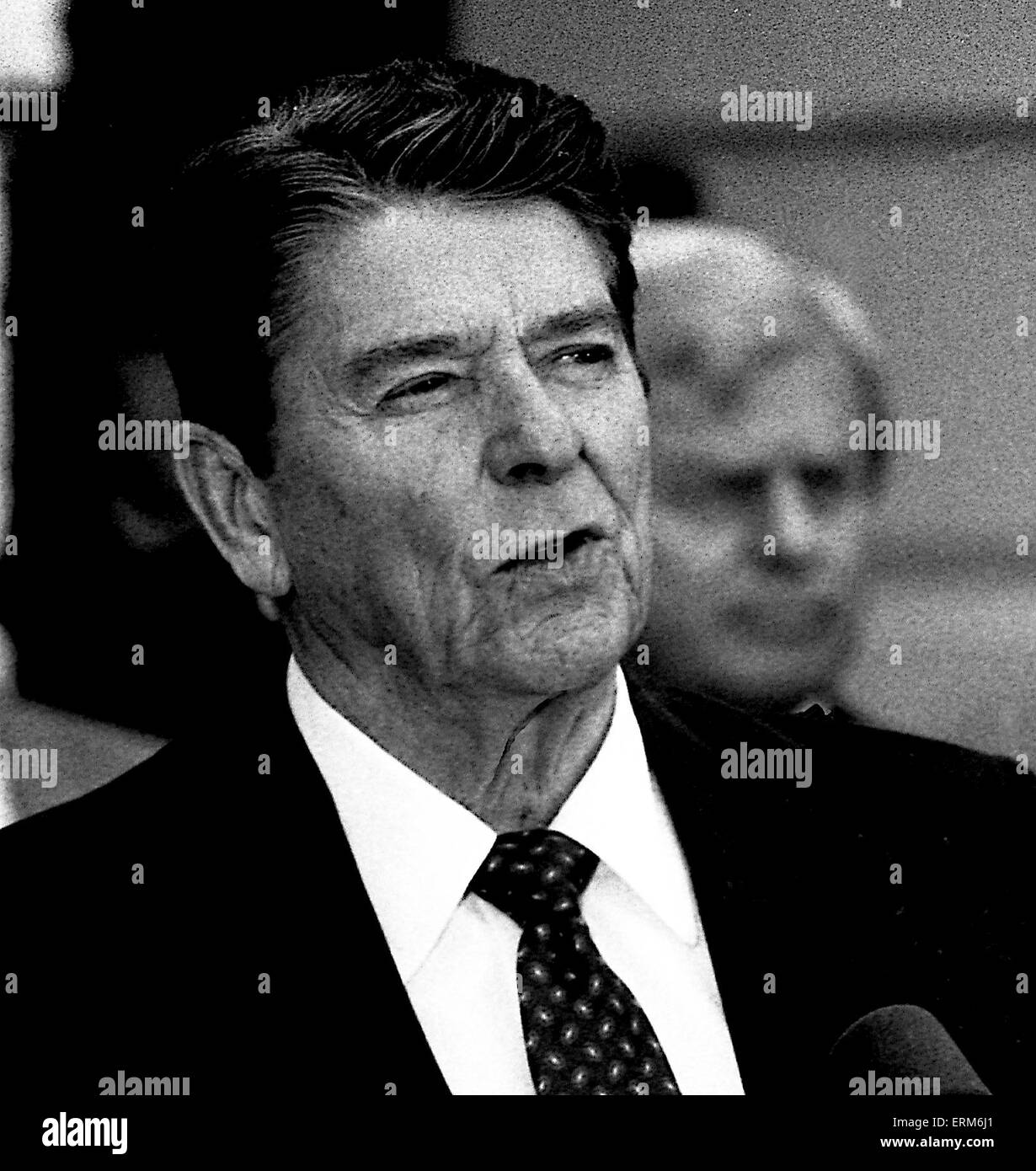 Washington, DC. 2-13-1984 President Ronald Reagan with King Hussein II ...