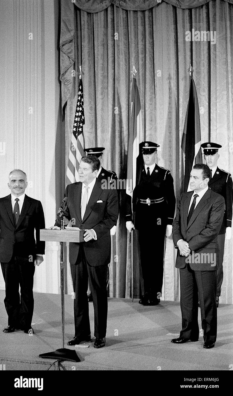 Washington, DC., 14th February 1984 President Ronald Reagan with King ...