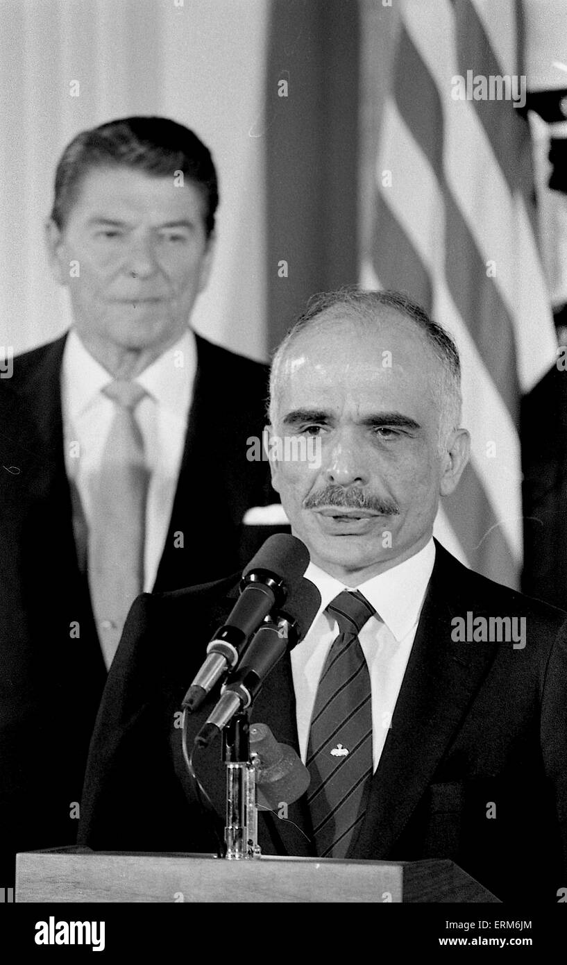 Washington, DC., USA 14th February 1984 President Ronald Reagan stands ...