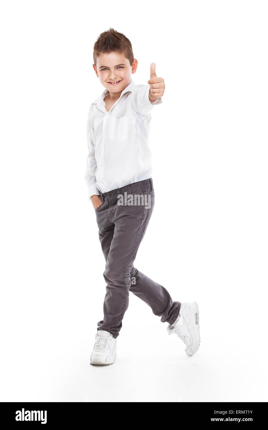 standing young cool boy isolated over white background Stock Photo - Alamy