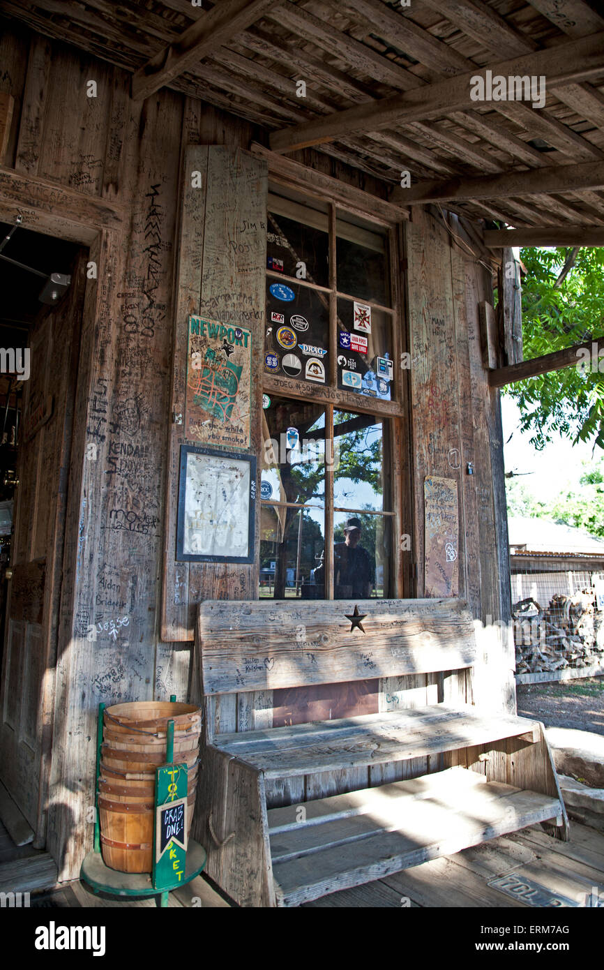 Front porch with a sittin' bench of the General Store in Luckenbach ...