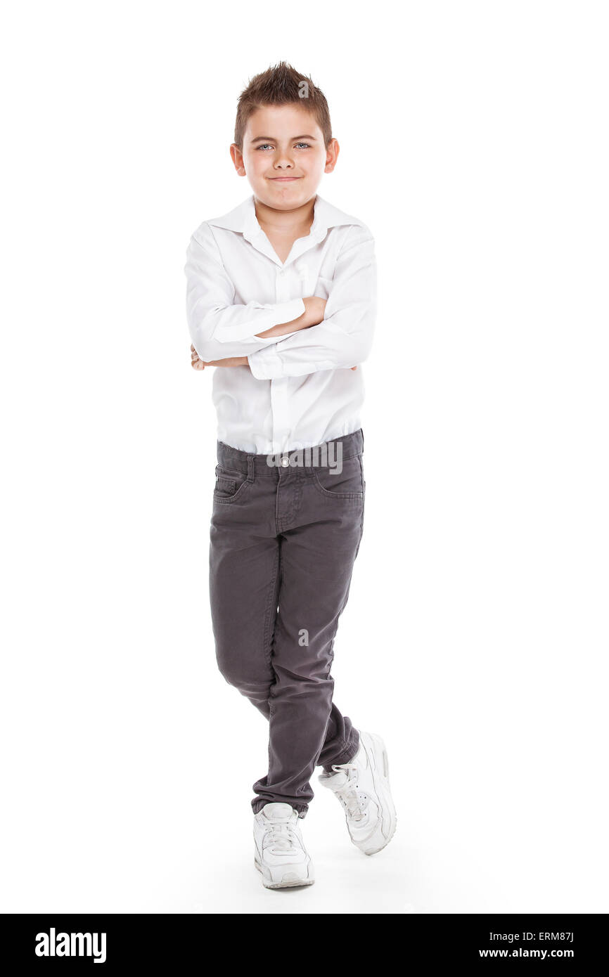 standing young cool boy isolated over white background Stock Photo - Alamy