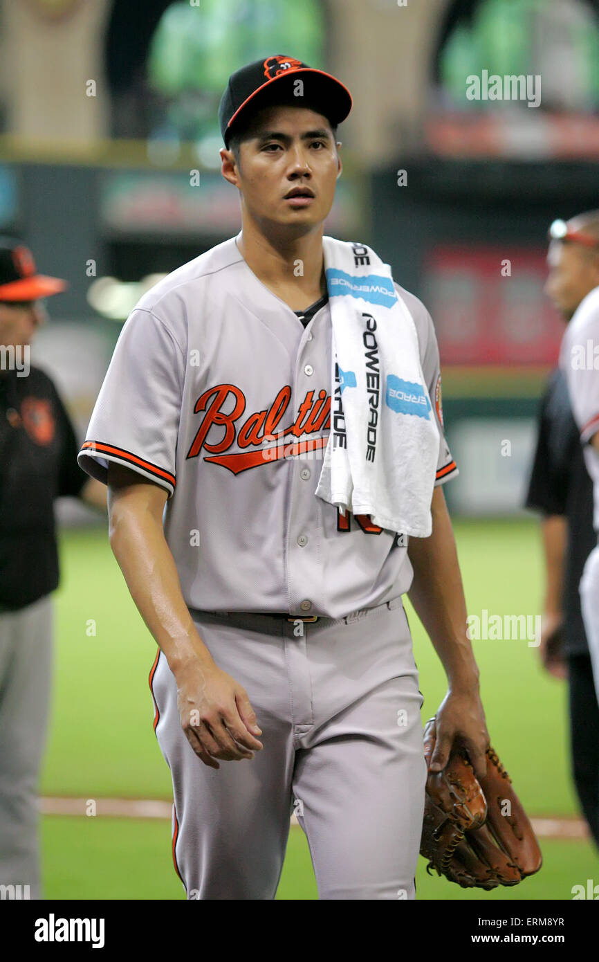 JUN 04 2015: Baltimore Orioles starting pitcher Wei-Yin Chen #16 walks ...