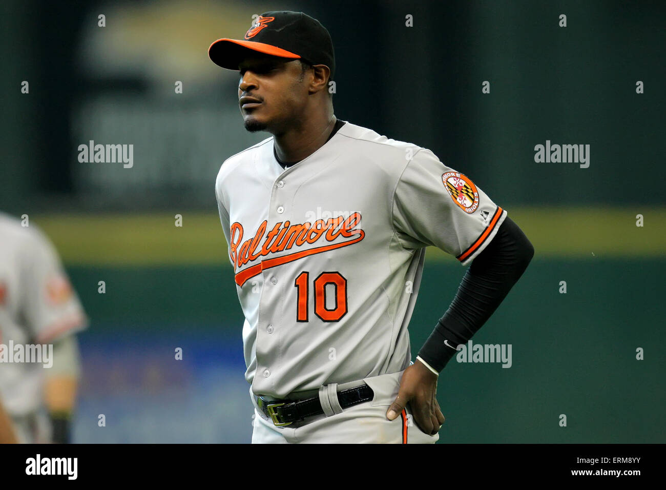 JUN 04 2015: Baltimore Orioles center fielder Adam Jones #10 prior to ...