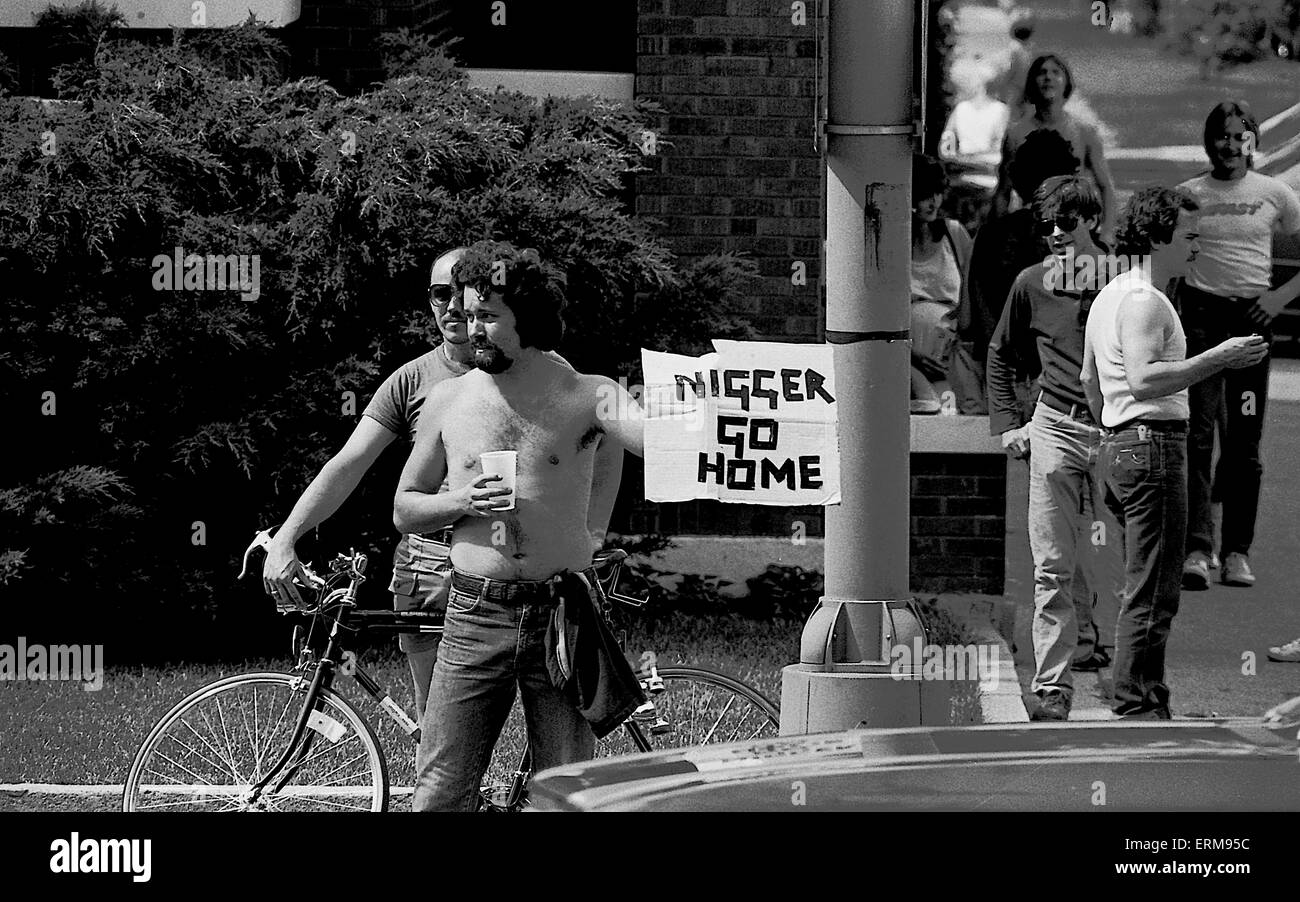 Chicago, Illinois 6-28-1986 Members of the local KKK Klan show their ...
