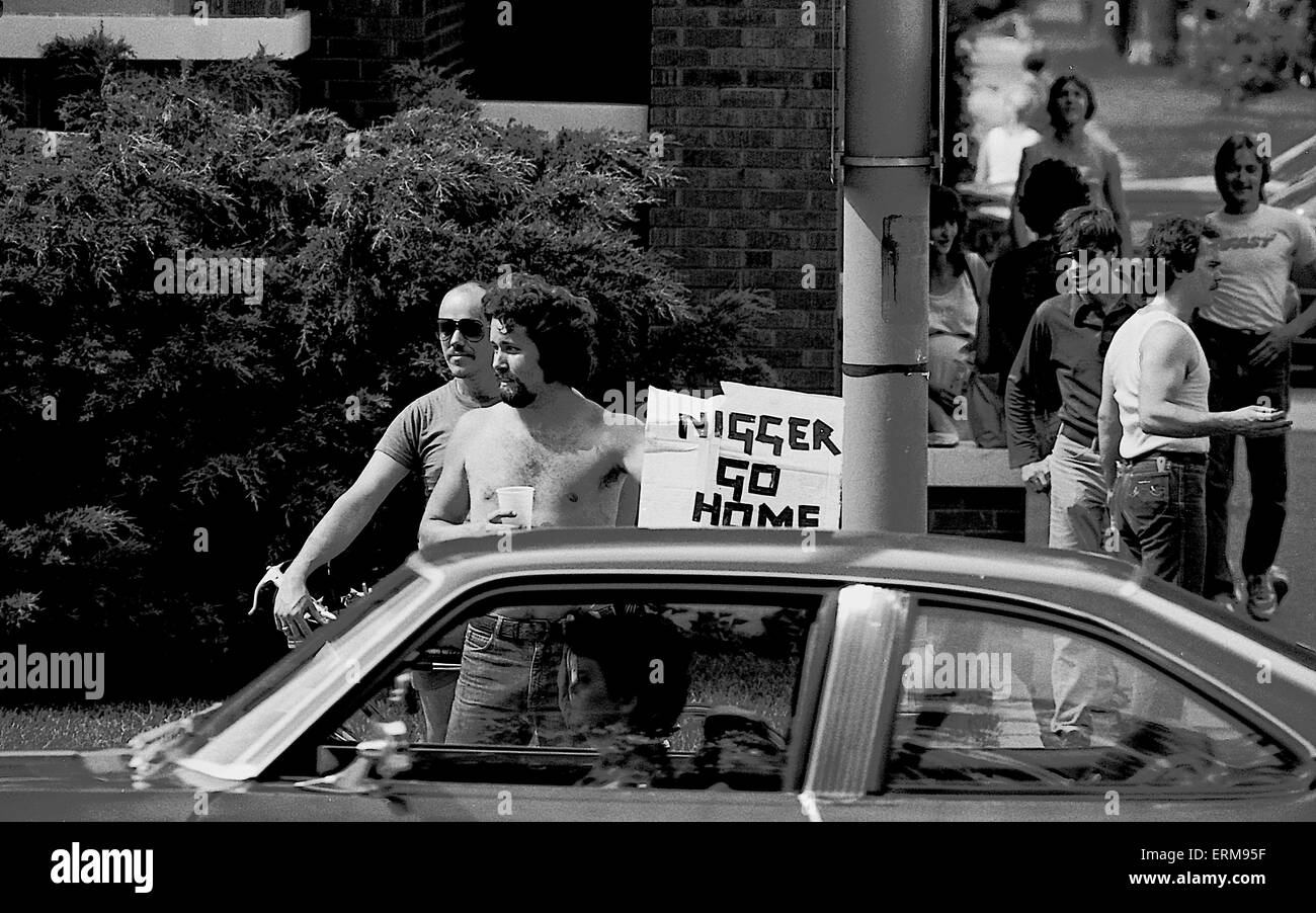 Chicago, Illinois 6-28-1986 Members of the local KKK Klan show their ...
