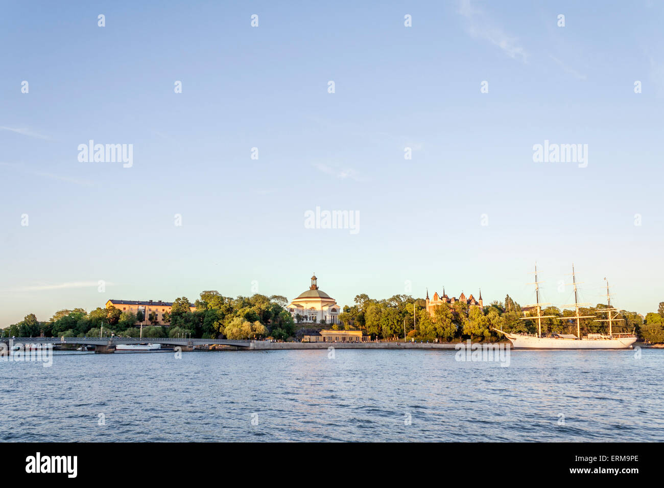 View of the af Chapman hostel sailing ship, on Skeppsholmen island ...