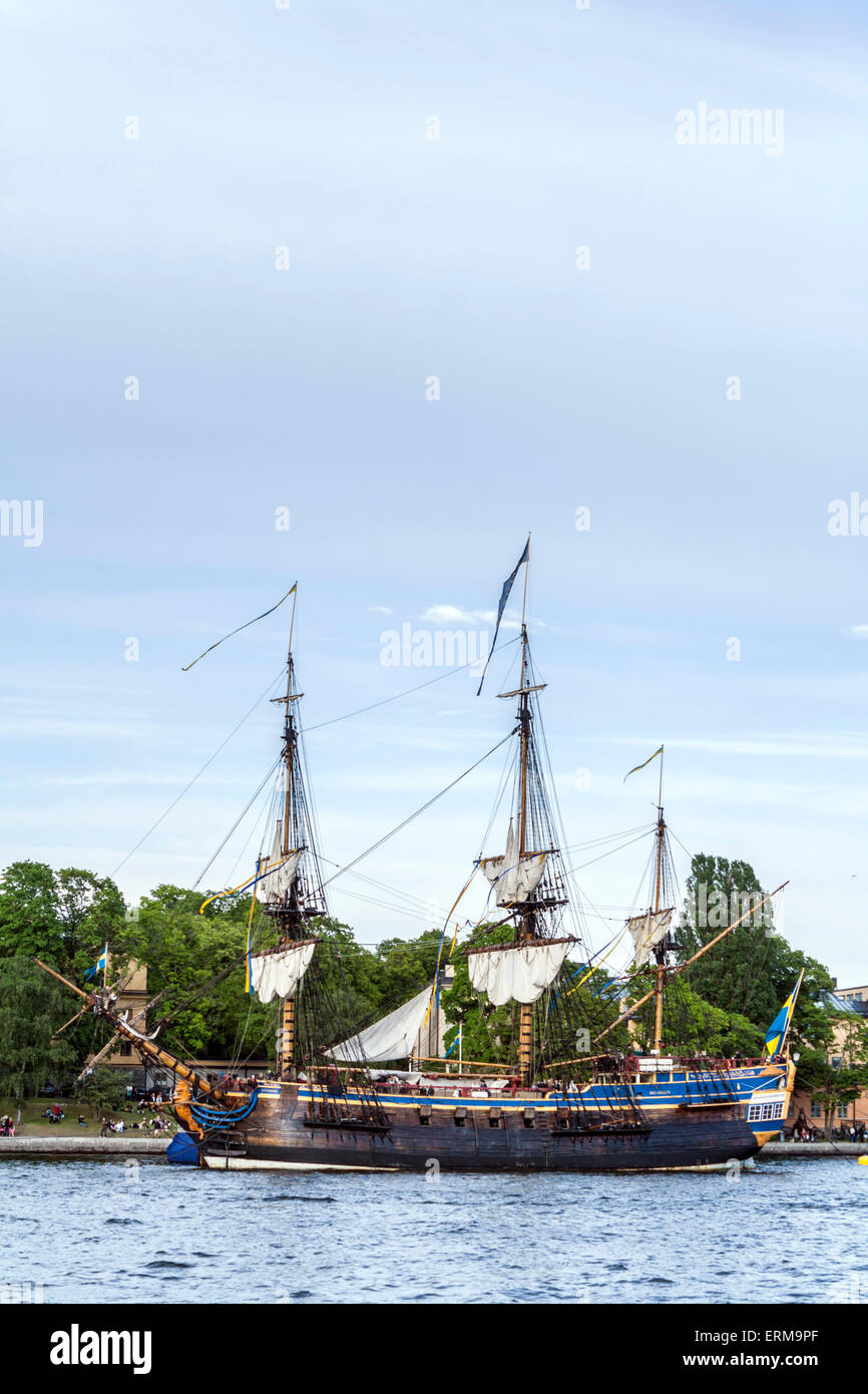 The Götheborg III sailing ship in Stockholm Harbor, docked at ...
