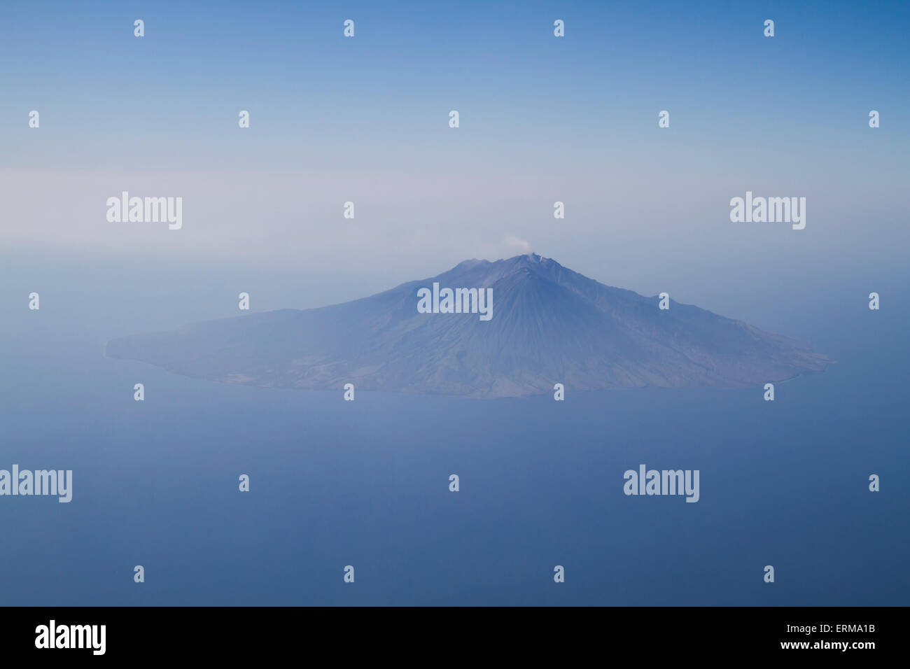 Aerial view of Sangeang Api Island with Sangeang Api Volcano, East Nusa ...