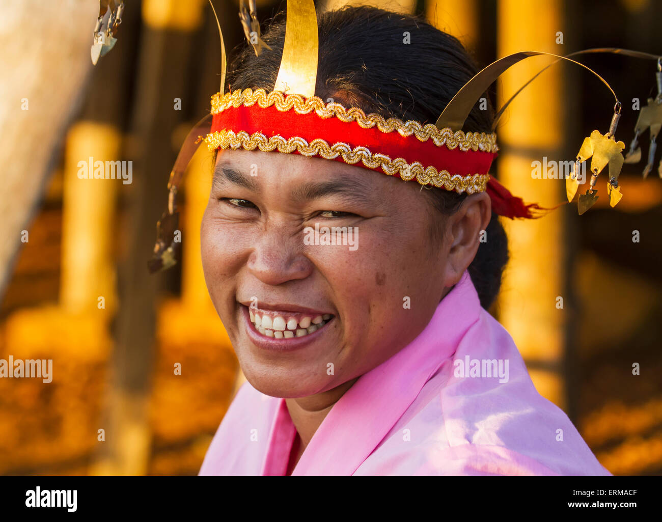 Manggarai woman wearing a traditional headdress, Melo village, Flores ...