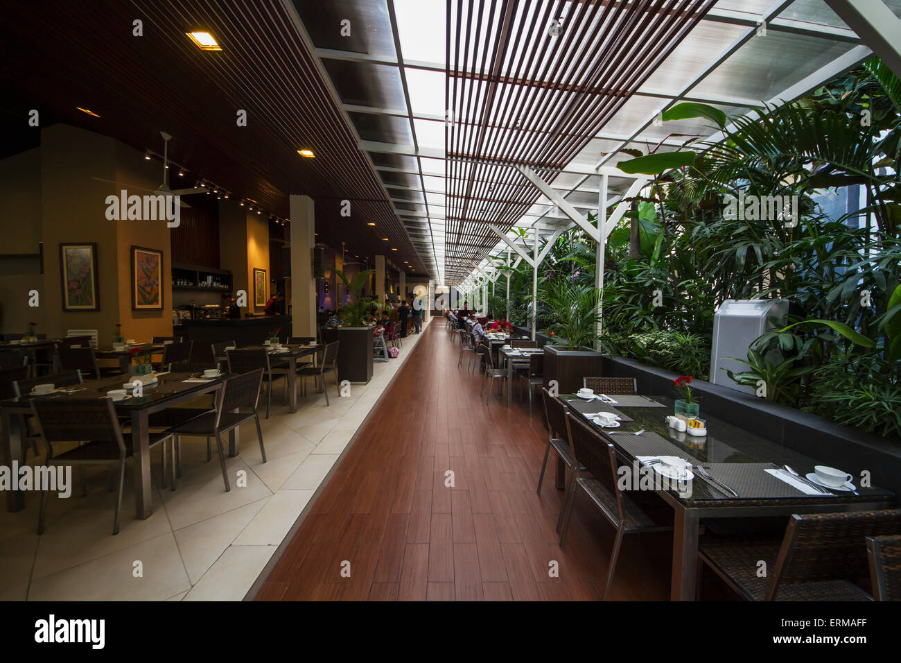 Restaurant of the Eastparc Hotel, Yogyakarta, Java Island, Indonesia ...