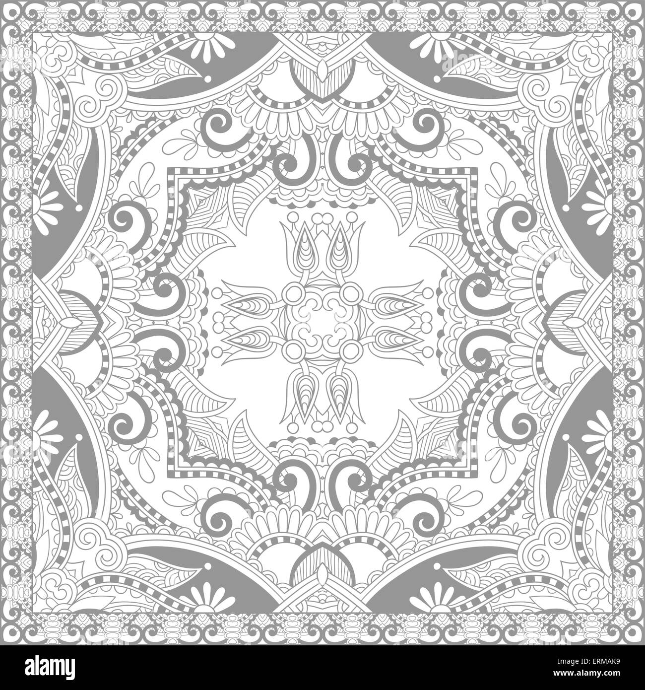 unique coloring book square page for adults - floral authentic c Stock ...