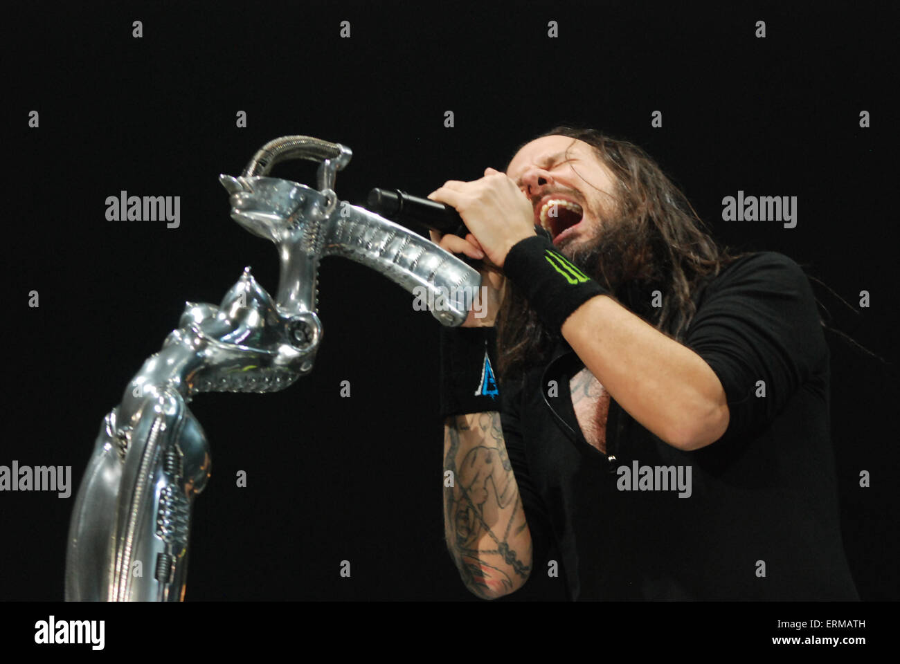 Slipknot perfoming with Korn on Slipknot's 'Prepare for Hell' Tour 2014 at Allstate Arena ...
