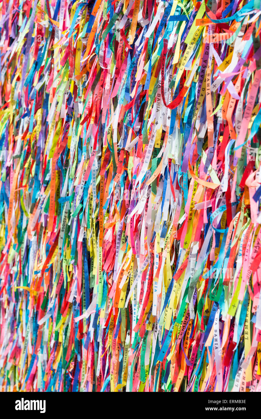 Wall of Fita do Bonfim Brazilian wish ribbons from the famous Igreja ...