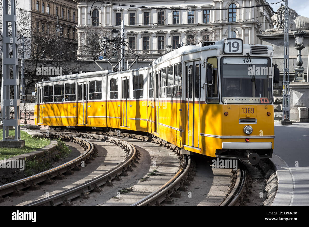 traditional tram in the streets of Budapest Stock Photo - Alamy