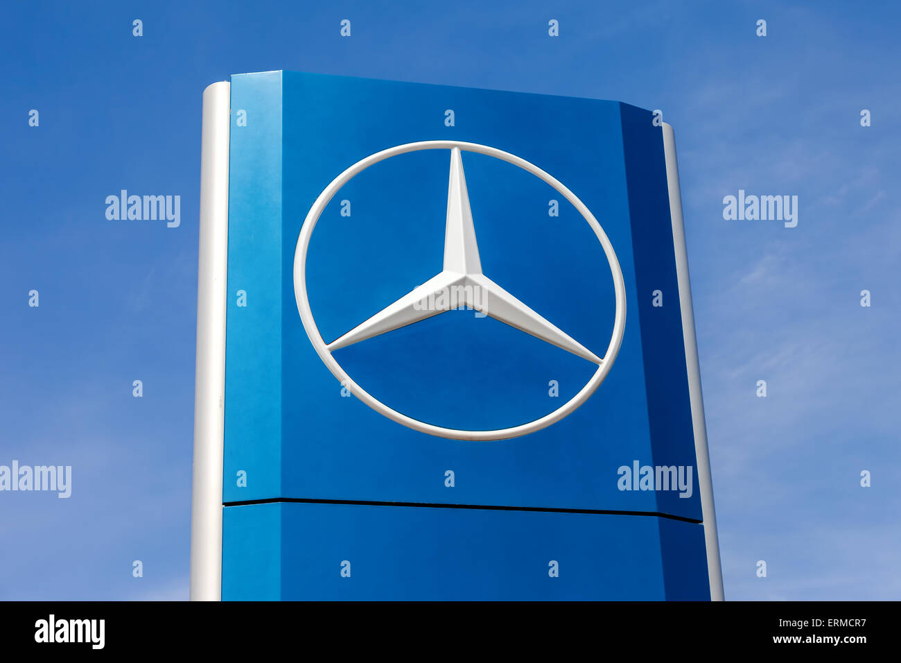 Official dealership sign of Mercedes-Benz. Mercedes-Benz is a German ...