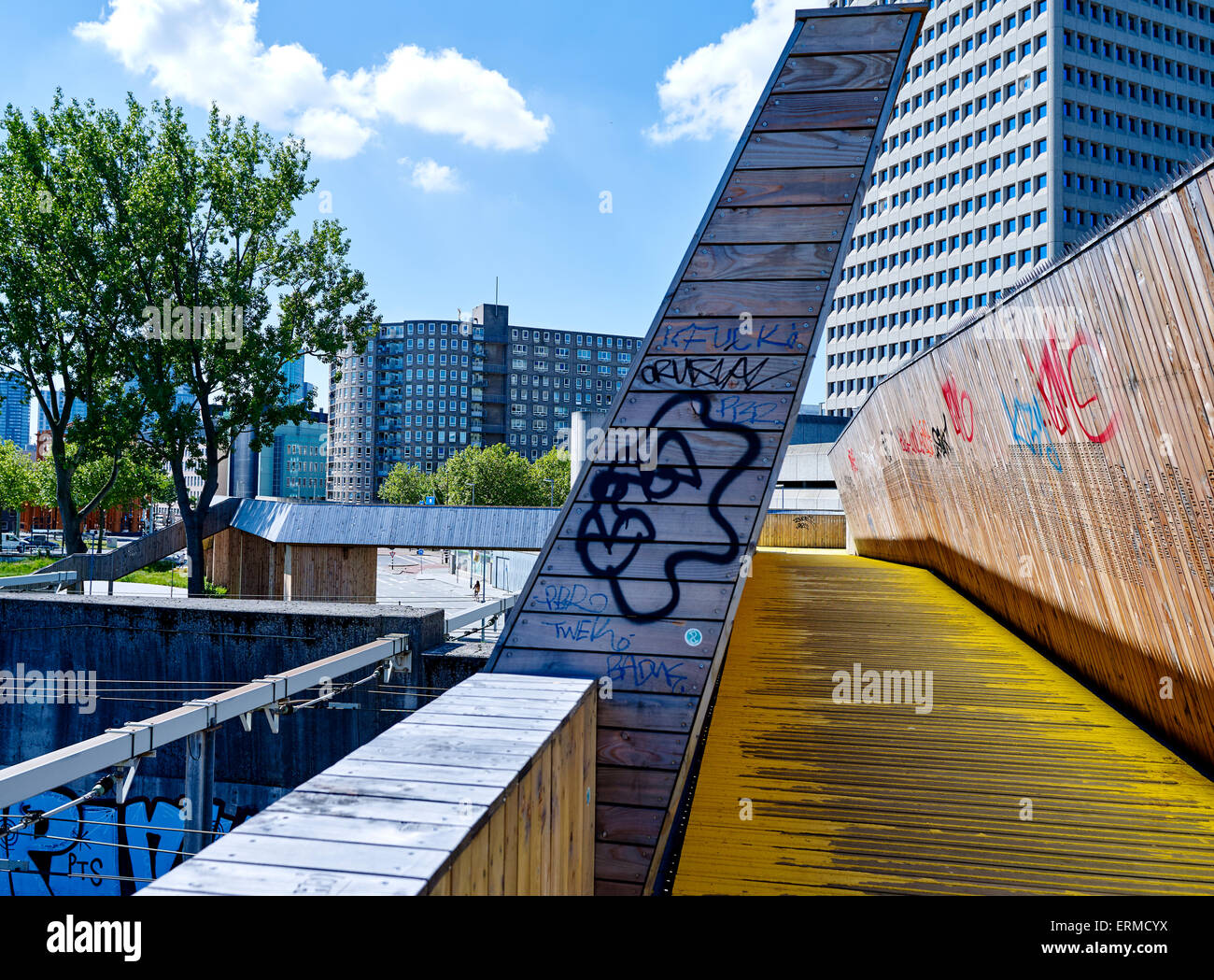 Luchtsingel yellow bridge hi-res stock photography and images - Alamy