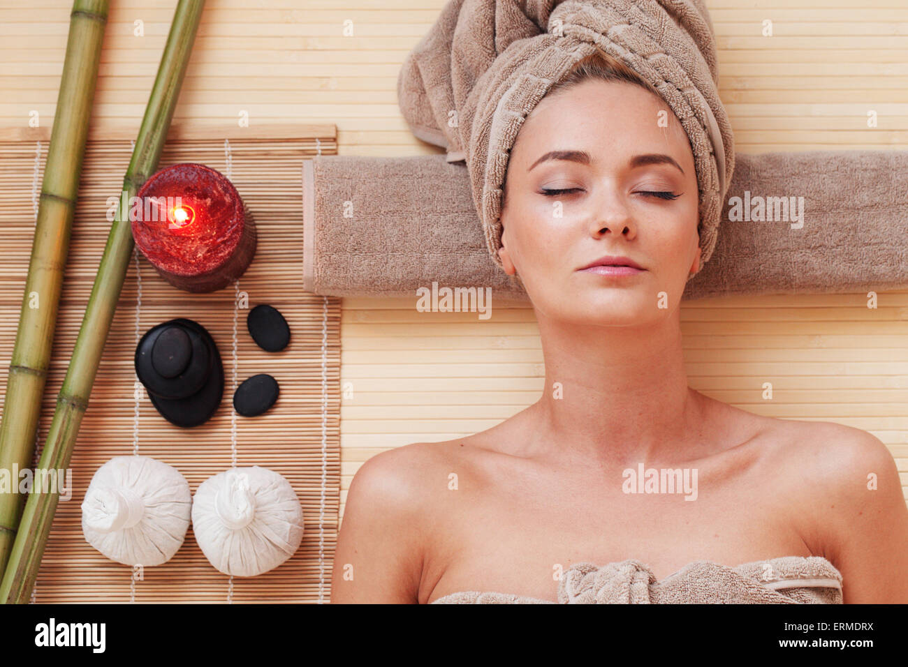 beautiful young woman at spa session Stock Photo - Alamy