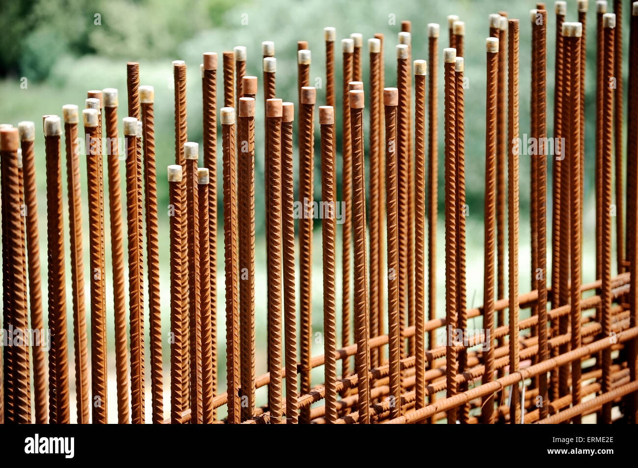 Rusty iron armature bars on a construction site Stock Photo - Alamy