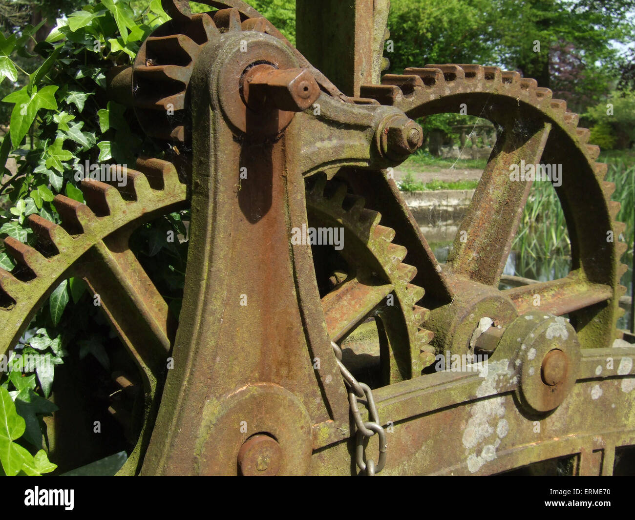 Ancient cogs for a loch mechanism on the banks of the river nadder in ...