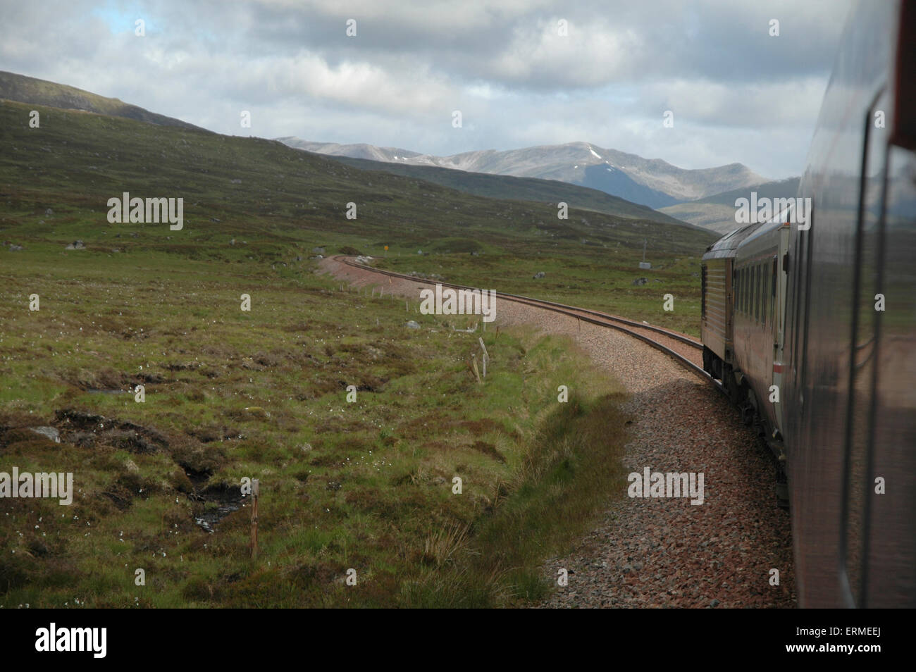 A highland train makes it's way to Fort William through the hills of ...
