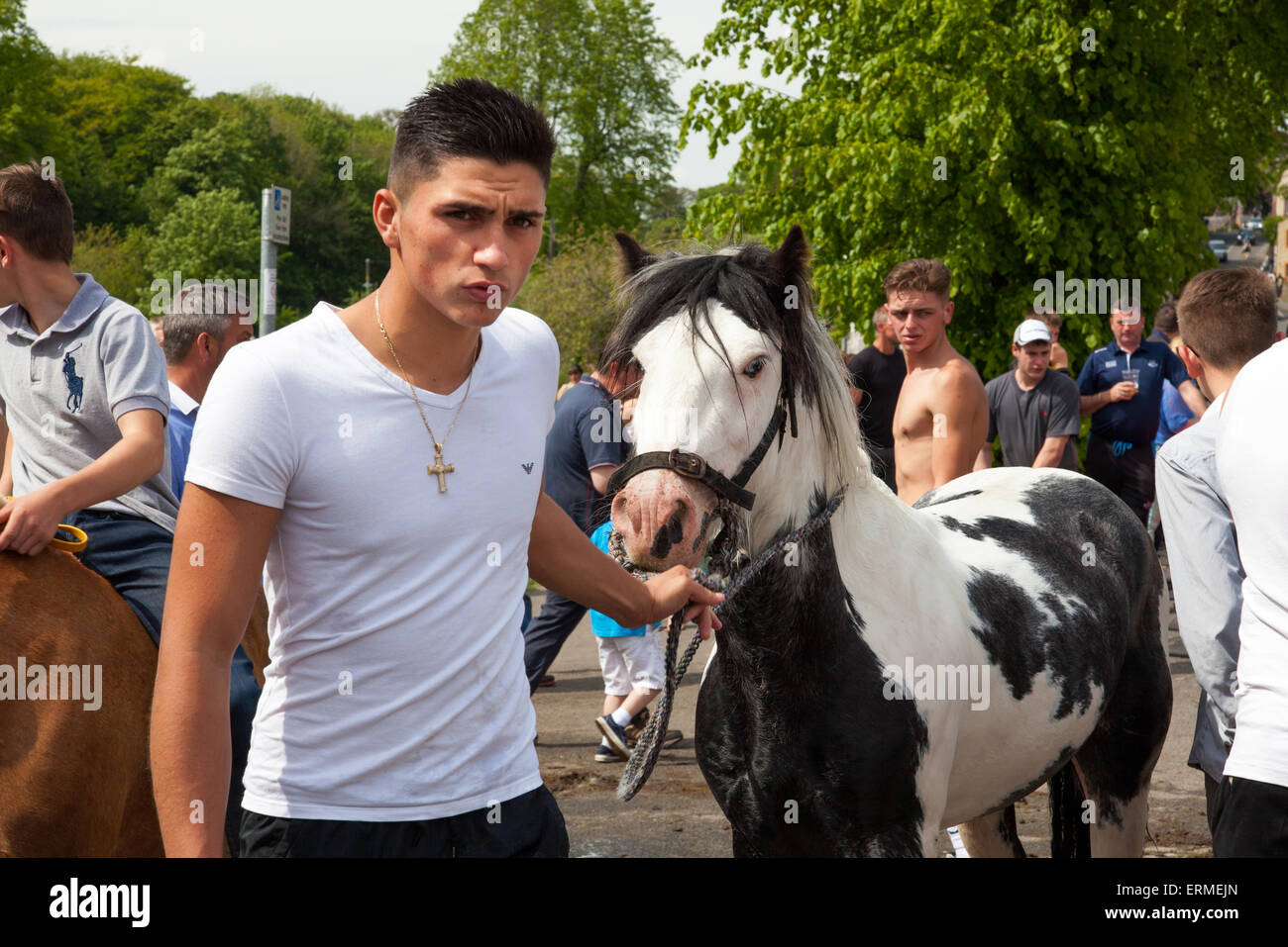 Appleby-in-Westmorland, U.K. 4th June 2015. Gypsies with horses at ...