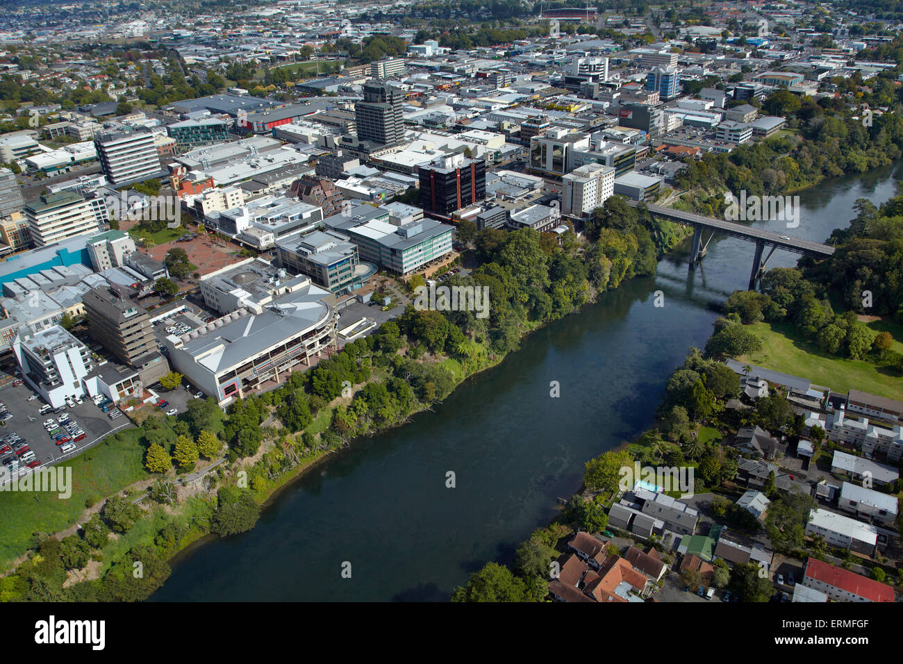 Hamilton, Waikato River, and Claudelands Bridge, Waikato, North Island ...