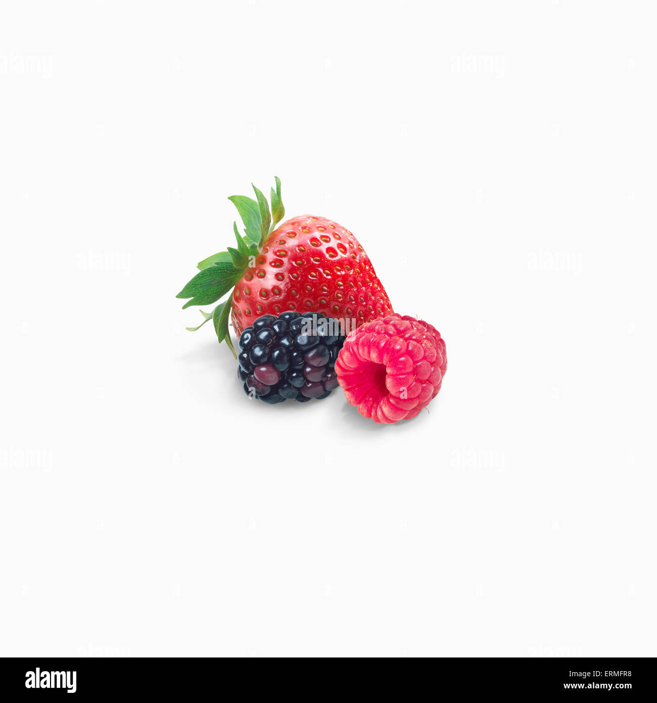 Three types of berries on a white background Stock Photo - Alamy