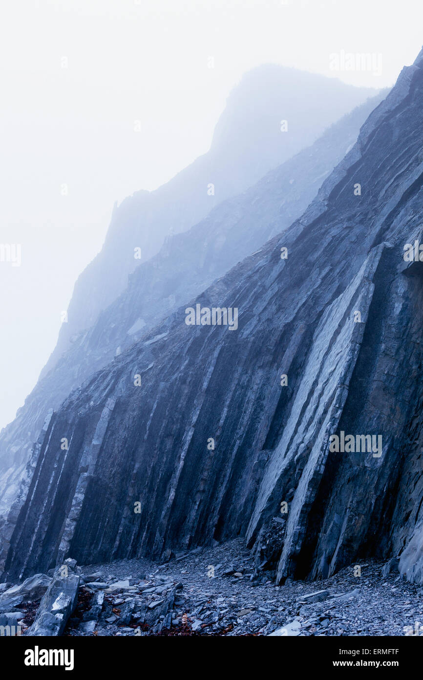 Rock cliff in the fog; Perce, Gaspesie, Quebec, Canada Stock Photo - Alamy