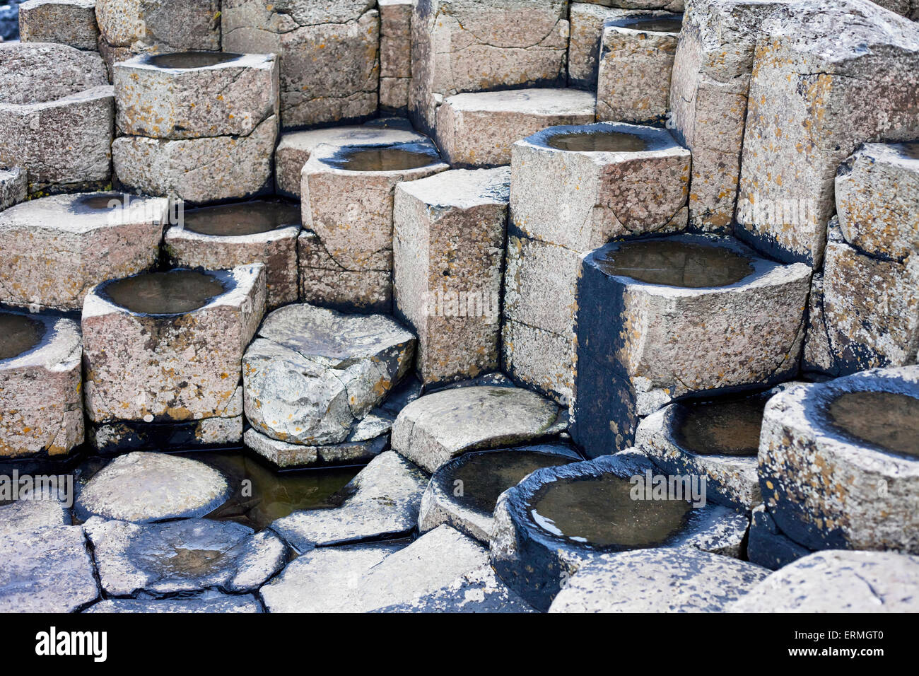 Pools of water formed in the columns of Giant's Causeway, Causeway ...