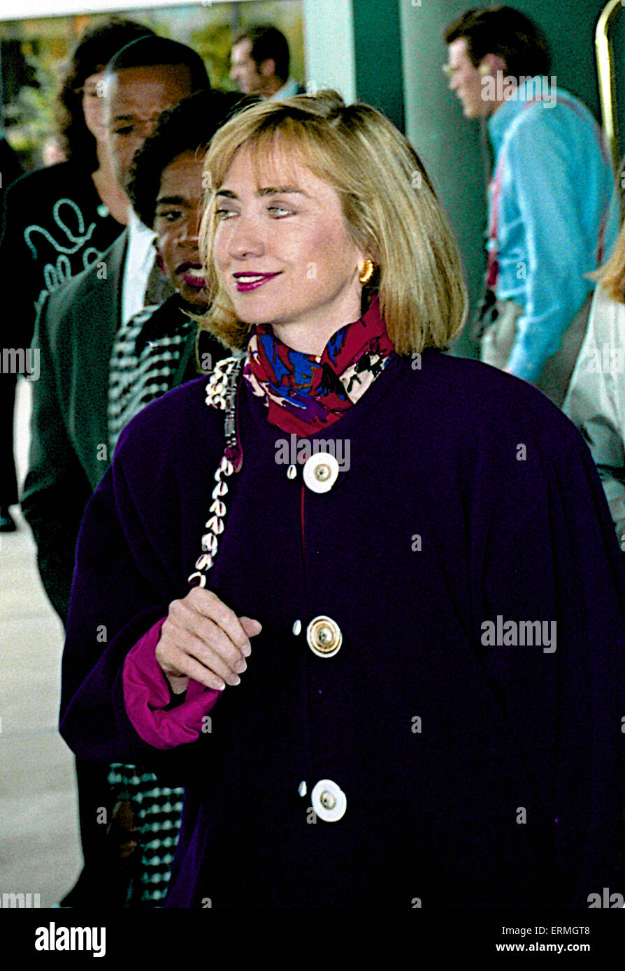 Ann Arbor, Michigan Oct. 1992 Hillary Clinton walking out of the Stock ...