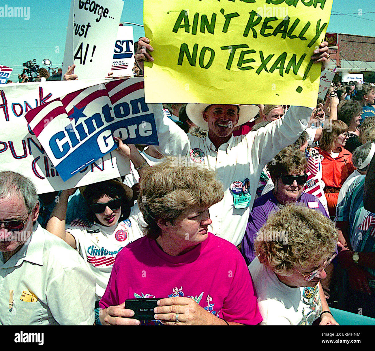 Corsicana, Texas, USA, 28th August, 1992 Clinton/Gore Campaign Bus Tour ...